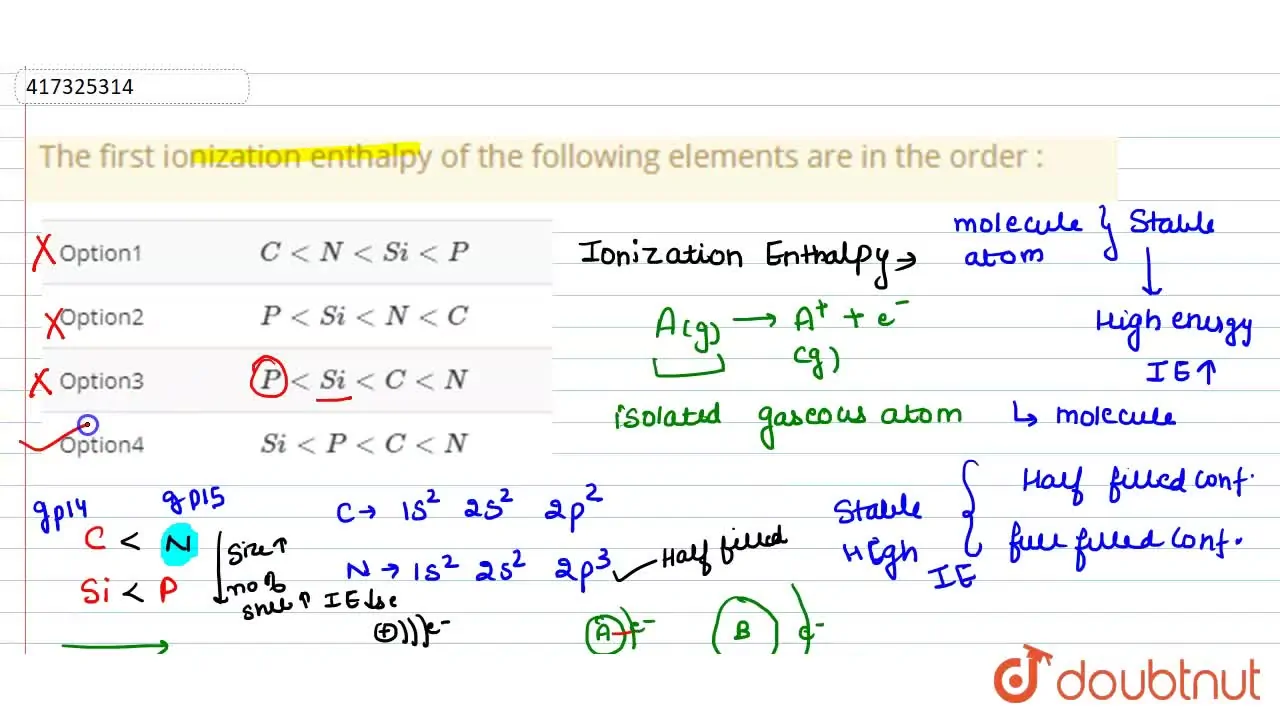 The first ionization enthalpy of the following elements are in the ord