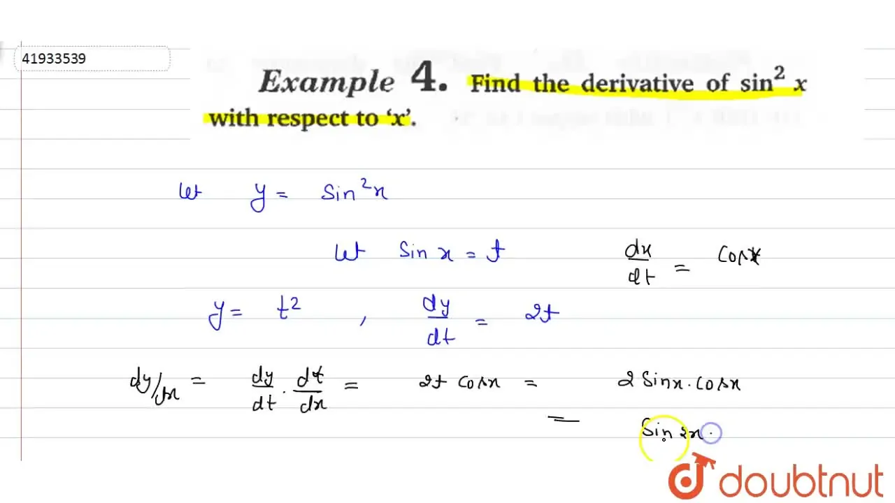 Find the derivative of sin^2 x with respect to 'x'