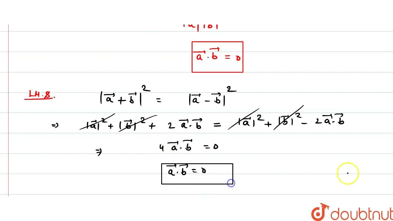 If |vec(a)+vec(b)|=|vec(a)-vec(b)|, prove that vec(a) and vec(b) ar