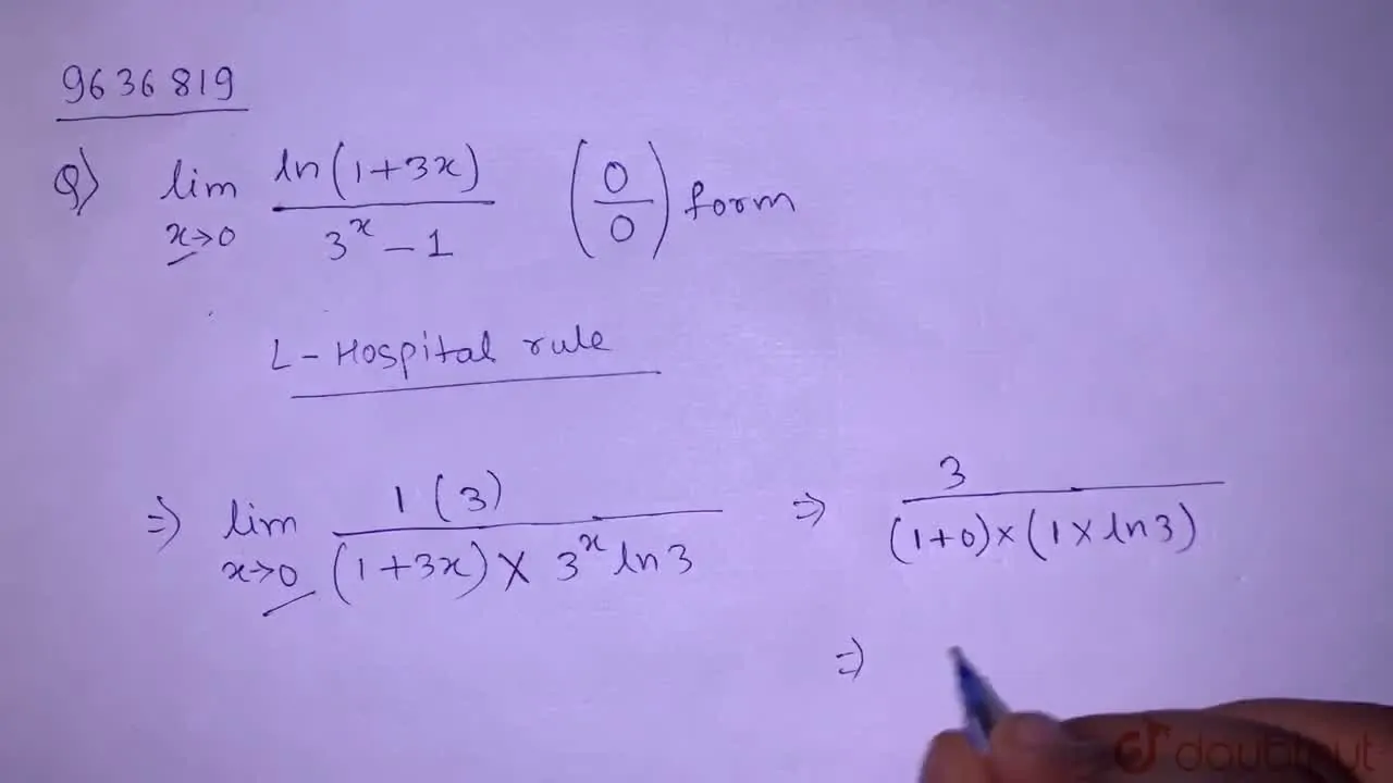 lim(x rarr 0)ln(1+3x)/(3^x-1)