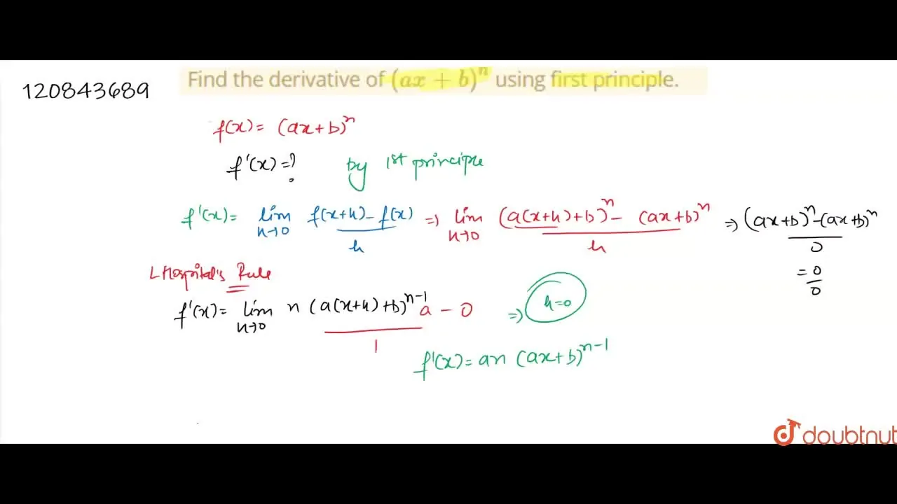 Find the derivative of (ax+b)^(n) using first principle.
