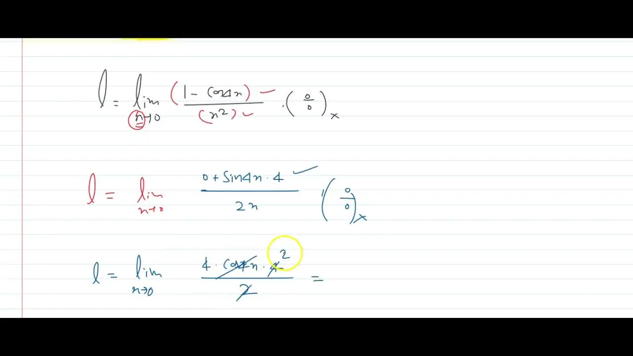 Evaluate the following limit: (lim)(x->0)(1-cos4x)/(x^2)