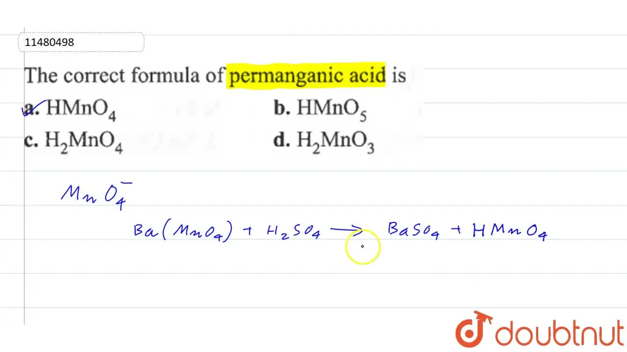 The correct formula of permaganic acid is