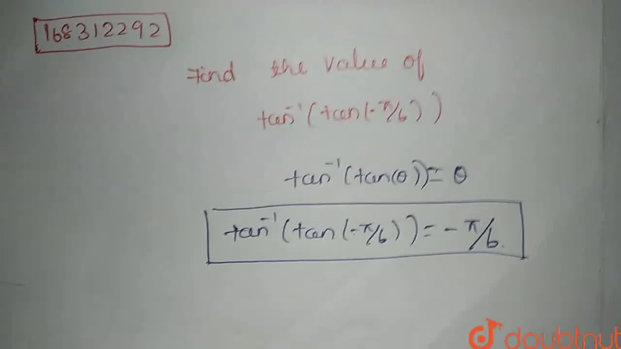 [Tamil] Find the value of tan^(-1)(tan((-pi)/(6)))