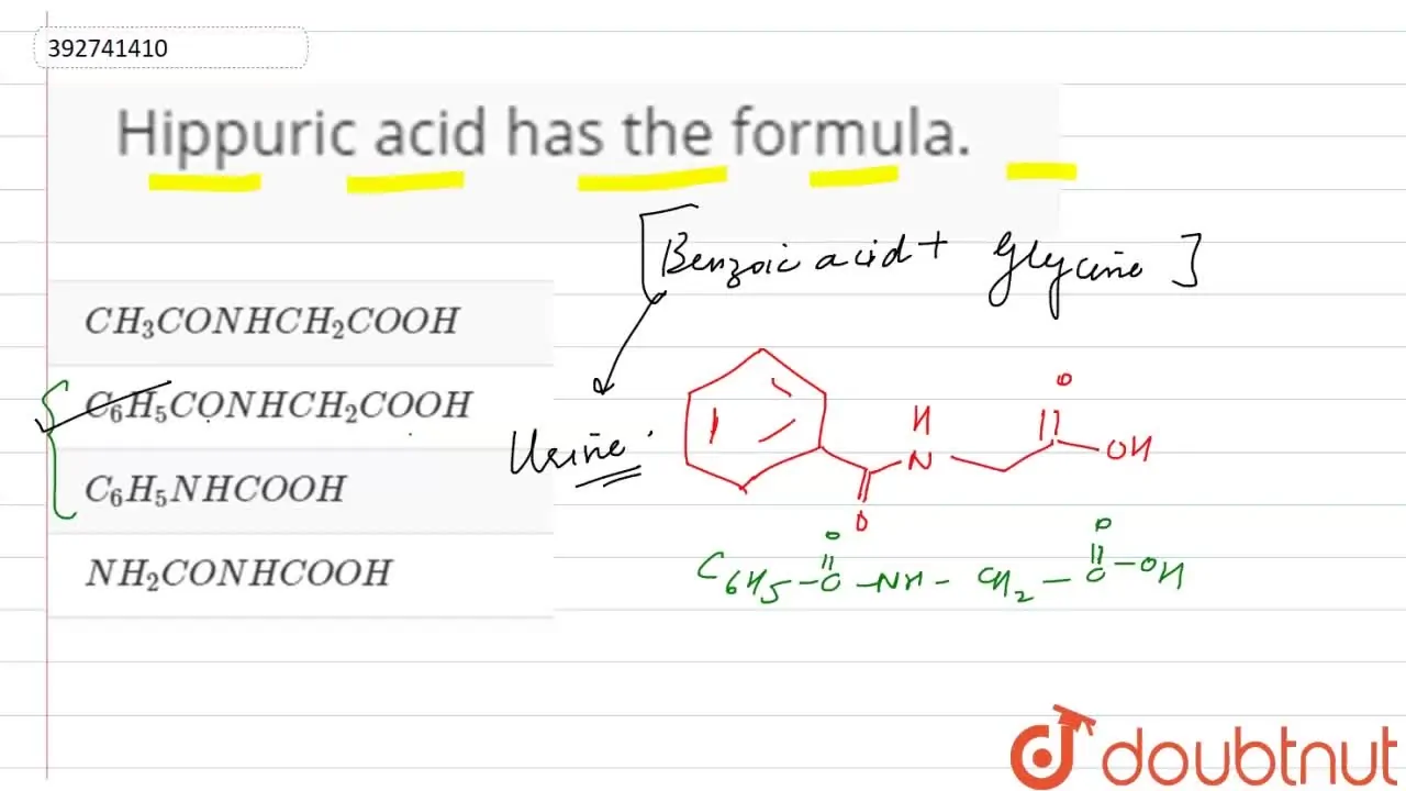 Hippuric acid has the formula.