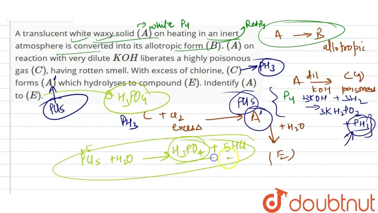 A translucent white waxy solid (A) on heating in an inert atmosphere i