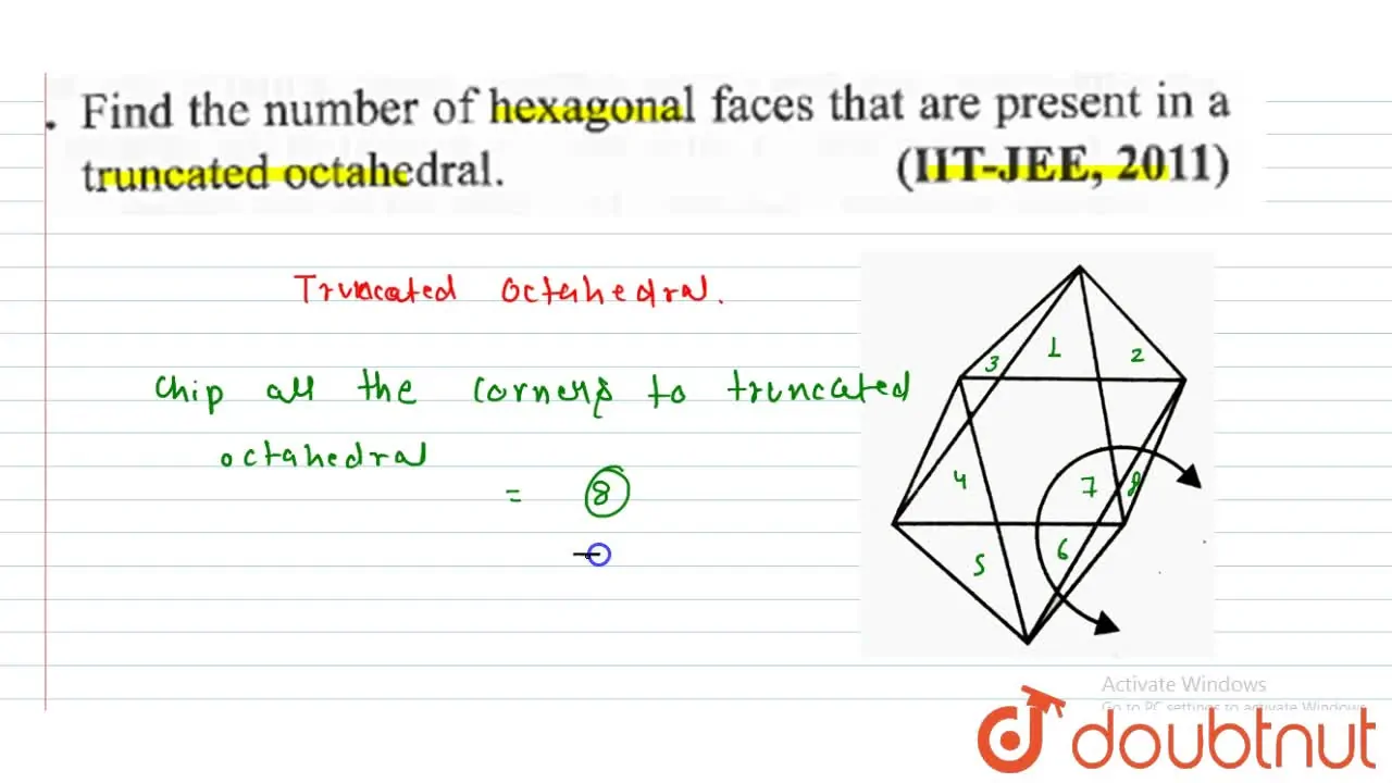 Find the number of hexagonal faces that are present in a truncated oct