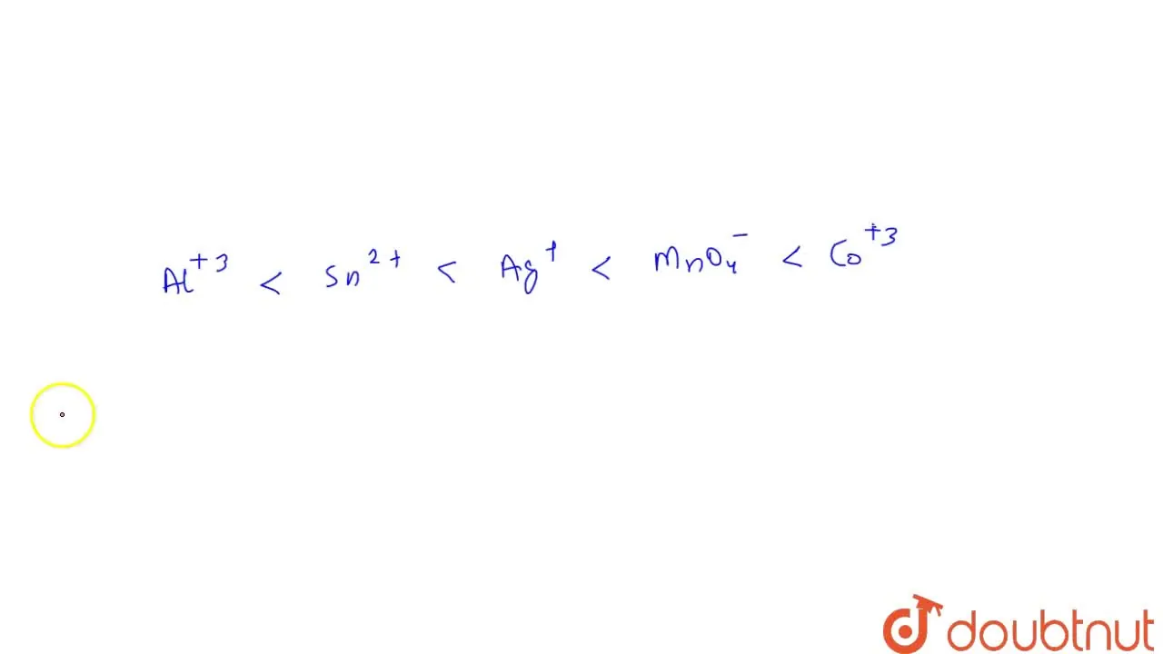 Al^(3+) ltSn^(2+) lt Co^(3+) lt Ag^(+) gt MnO(4)^(-)