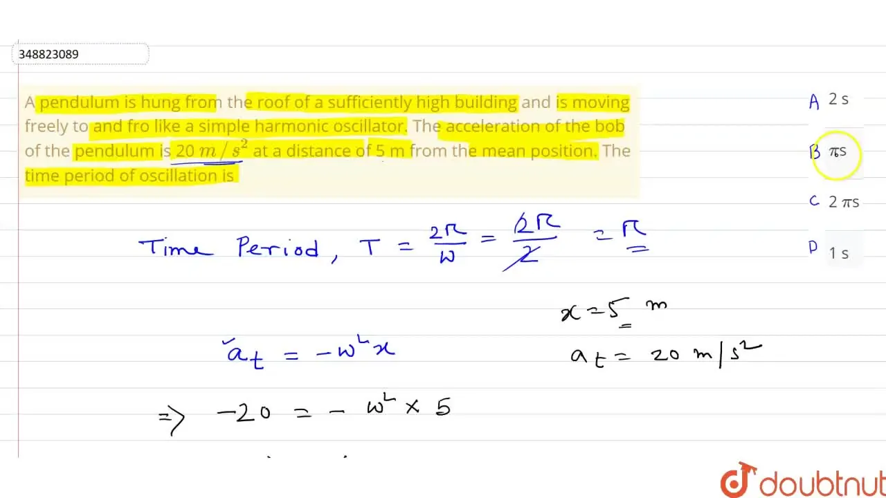 A pendulum is hung from the roof of a sufficiently high building and i