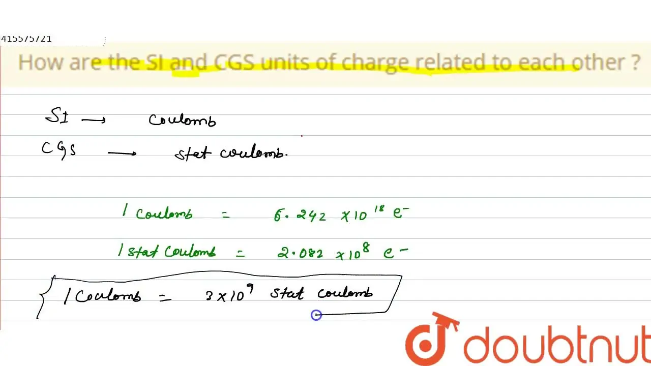 How are the SI and CGS units of charge related to each other