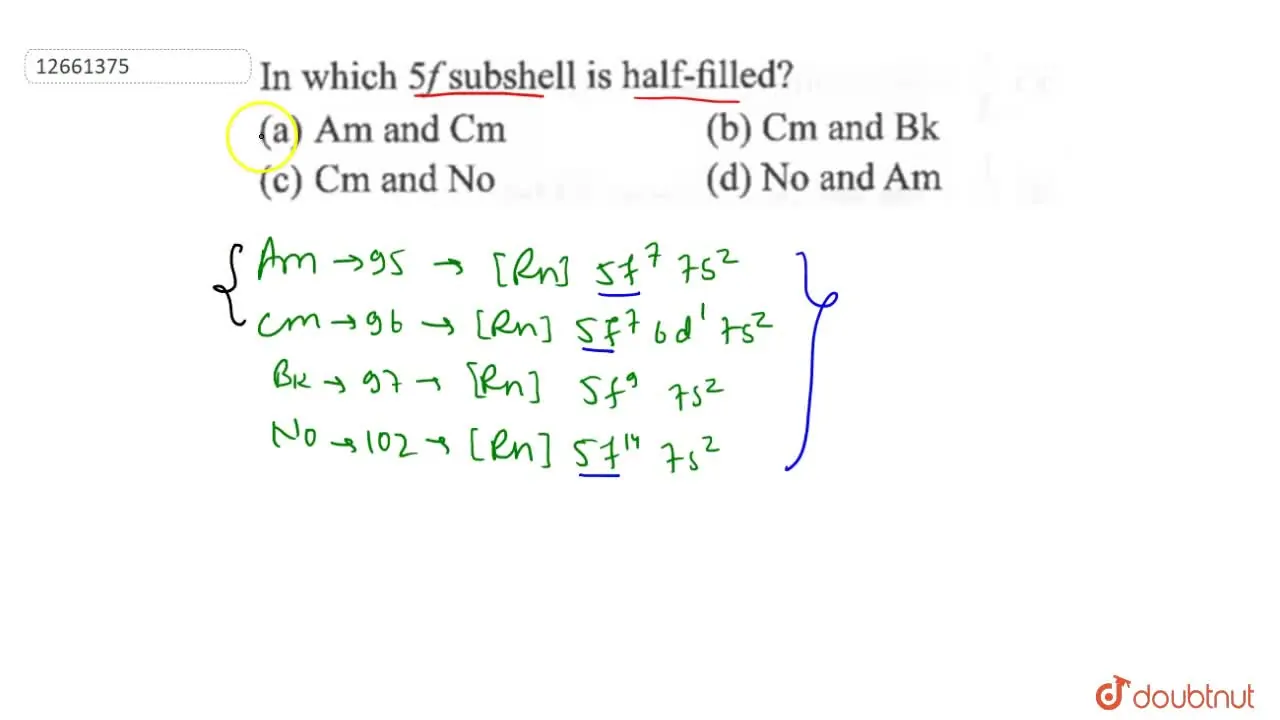 In which 5f subshell is half-filled?