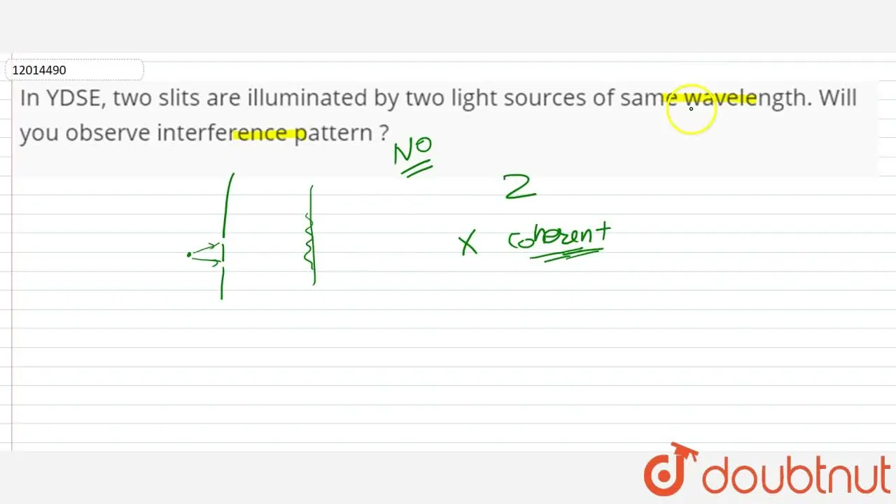 In YDSE, two slits are illuminated by two light sources of same wavele
