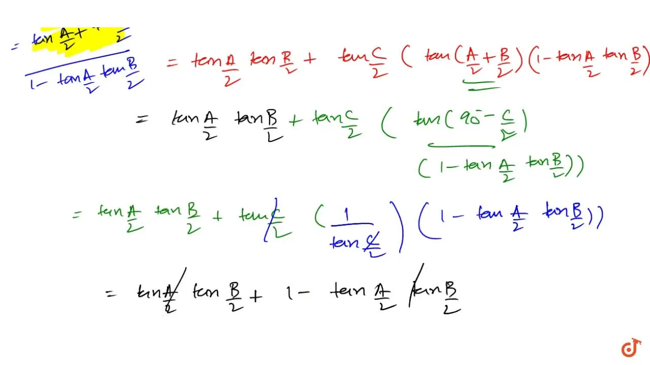 tan(A/2)tan(B/2)+tan(B/2)tan(C/2)+tan(C/2)tan(A/2)=1