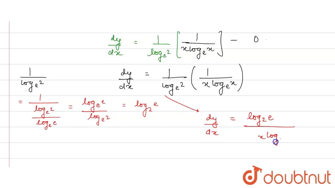 If y="log"(2)"log"(2)(x), then (dy)/(dx) is equal to
