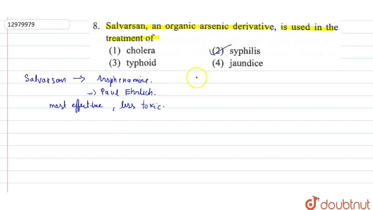 Salvarsan, an organic arsemic derivative, used in the treatment of