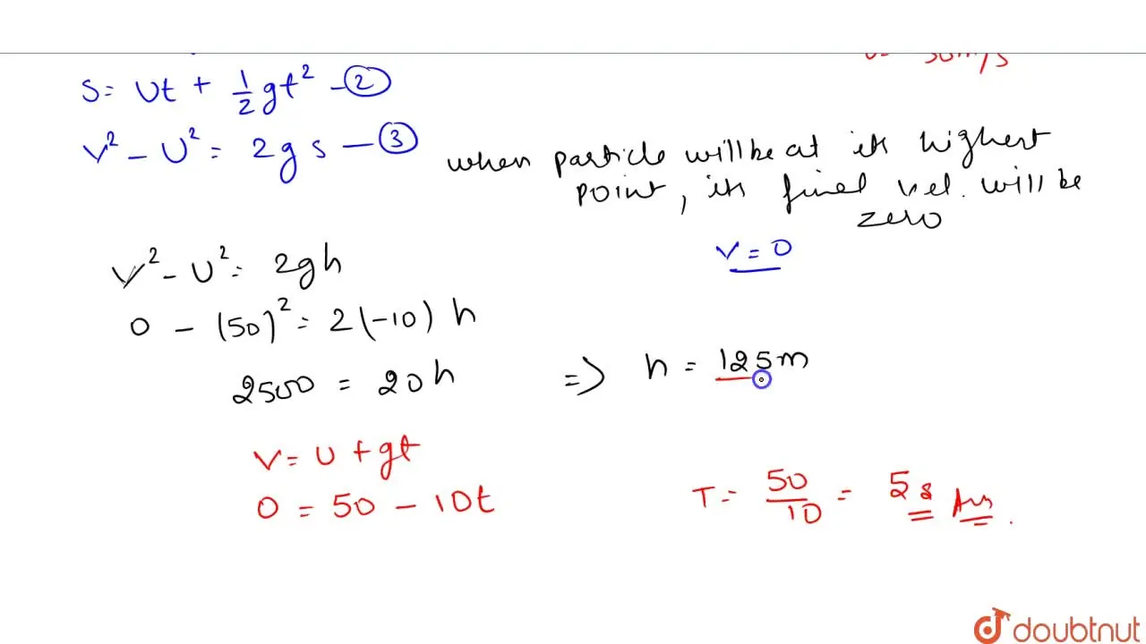A particle is thrown up verticaly with a velocity with a velocity of 5