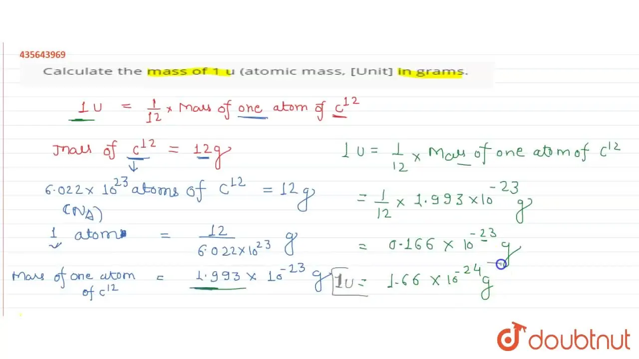(i) Calculate the mass of an atom of silver (atomic mass = 108). (ii