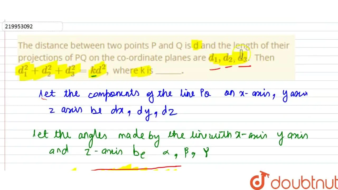 The distance between two points P and Q is d and the length of their p