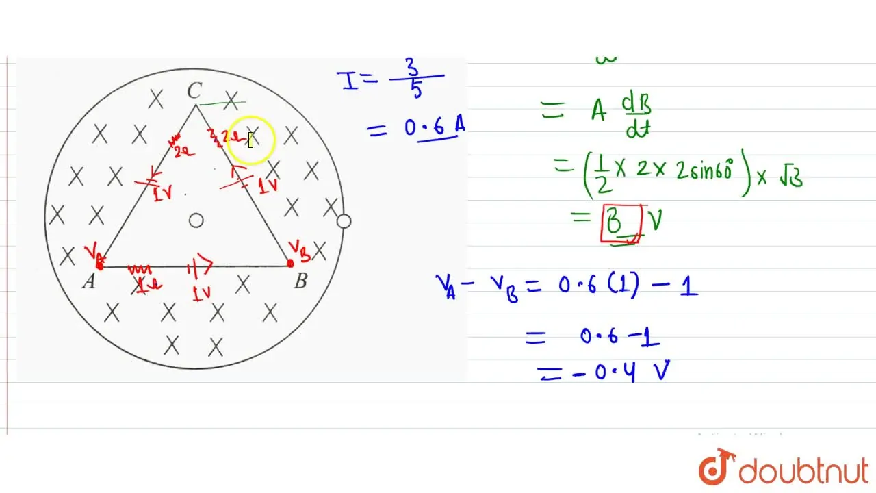 A triangular wire frame (each side =2m) is placed in a region of time