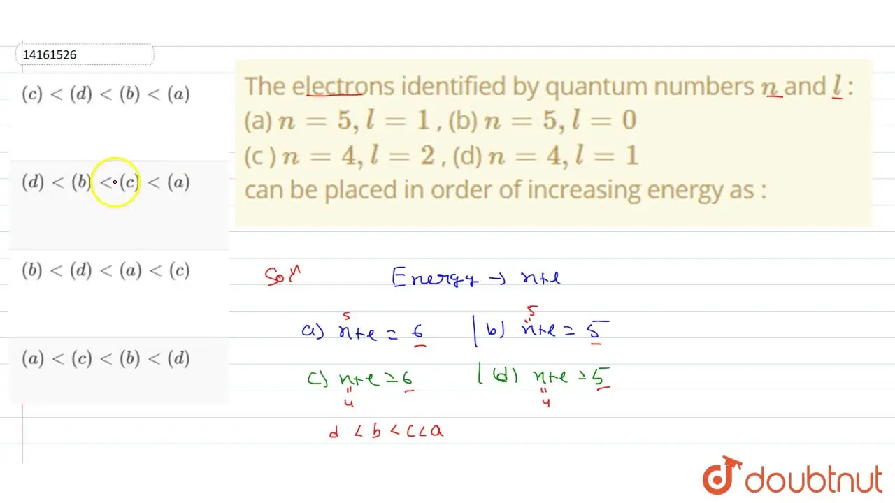 The electrons identified by quantum numbers n and l : (a) n=5, l=1
