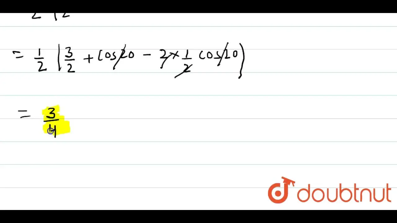 The value of cos^(2)10^(@)-cos10^(@) cos 50^(@) + cos^(2) 50^(@) is