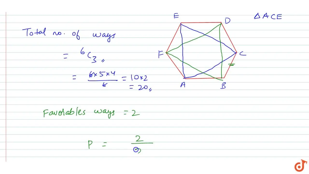 Three of six vertices of a regular hexagon are chosen at random. The