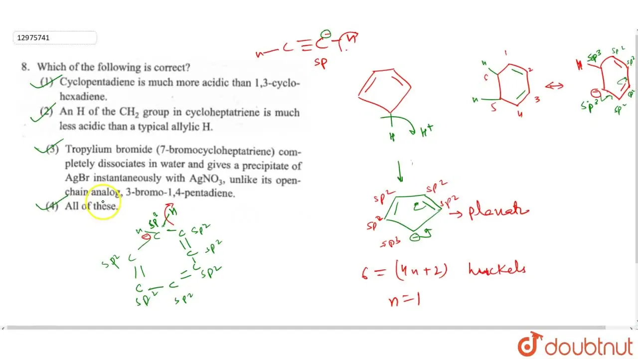 Tropylium bromide (7-bromocycloheptatriene) completely dissociates in