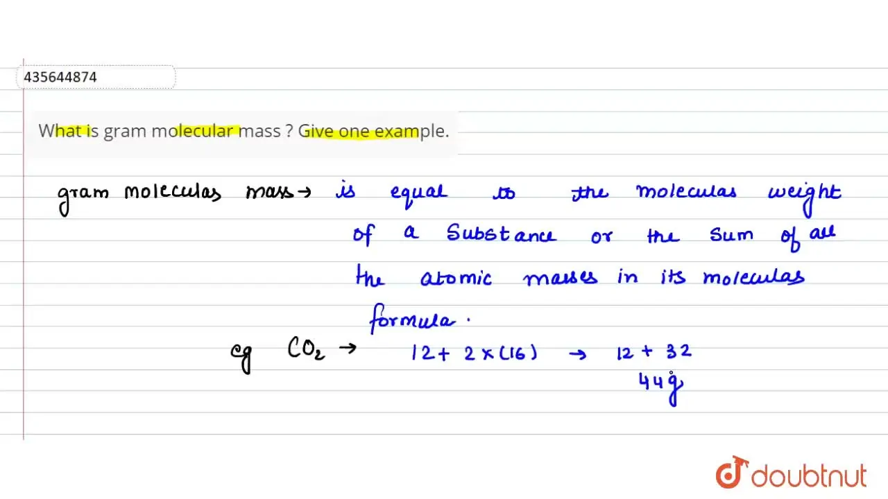 What Is Gram Molecular Mass Give One Example 