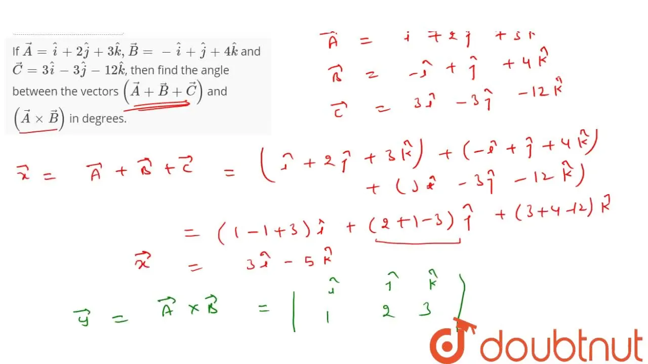 If vec(A)=hat(i)+2hat(j)+3 hat(k), vec(B)=-hat(i)+hat(j)+4hat(k) and v