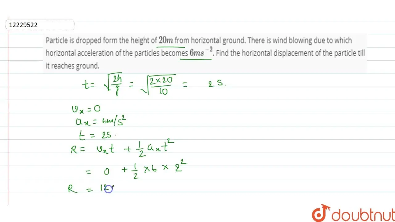 Particle is dropped form the height of 20m from horizontal ground. The