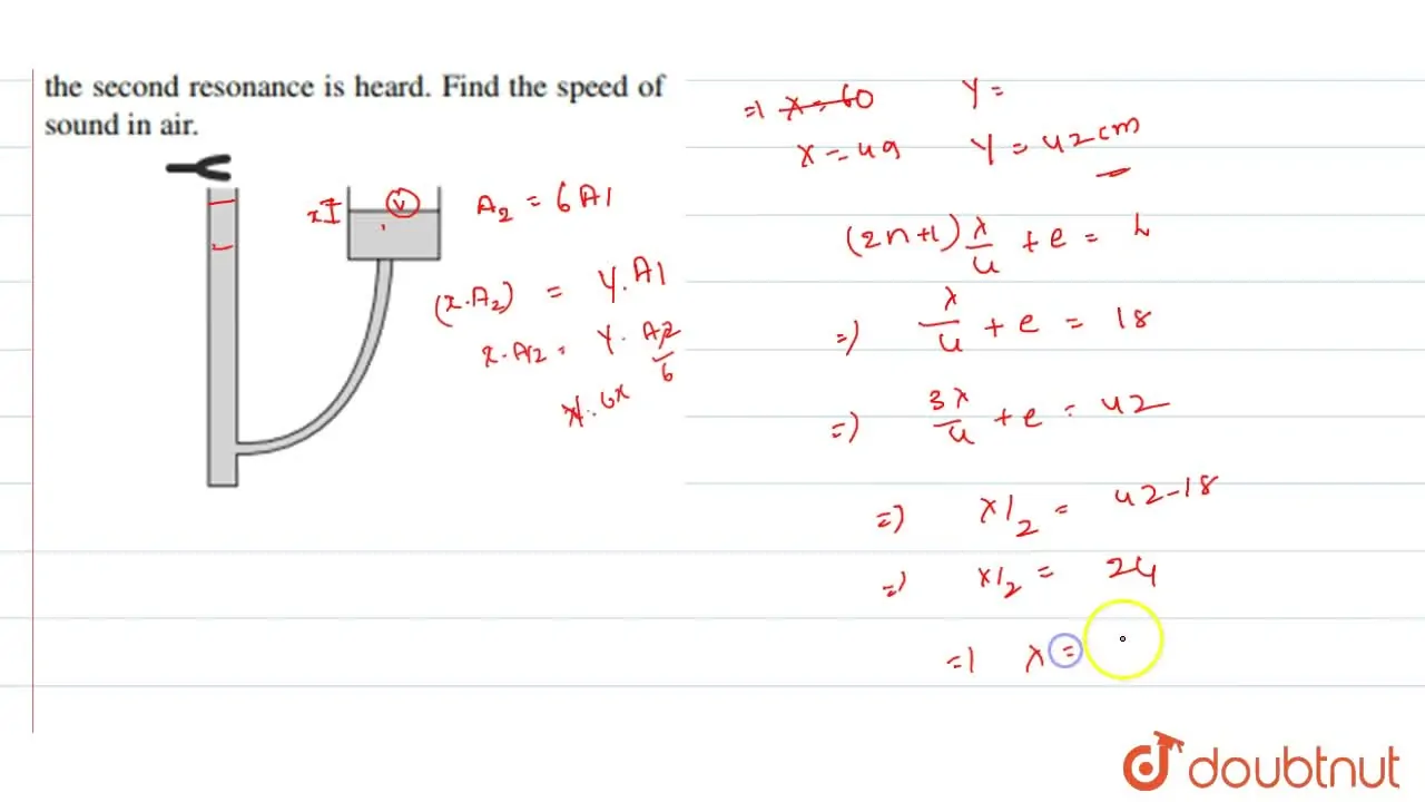 In resonance column experiment a tuning fork of frequency f = 400 Hz i