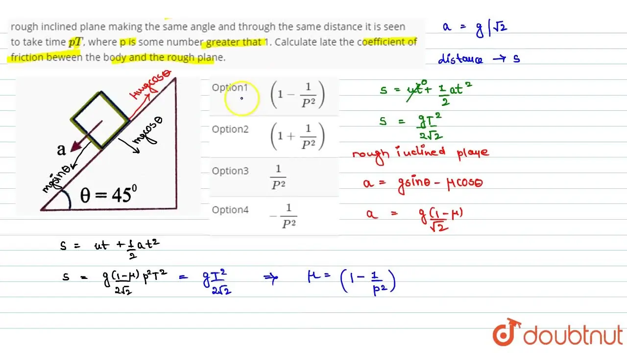 When body slides down from rest along smooth inclined plane making ang