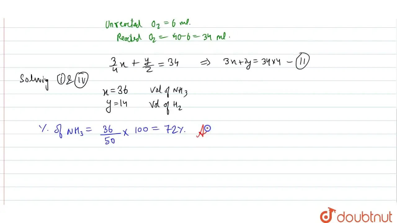 Fifty millilitre of a mixture of NH3 and H2 was completely decomposed
