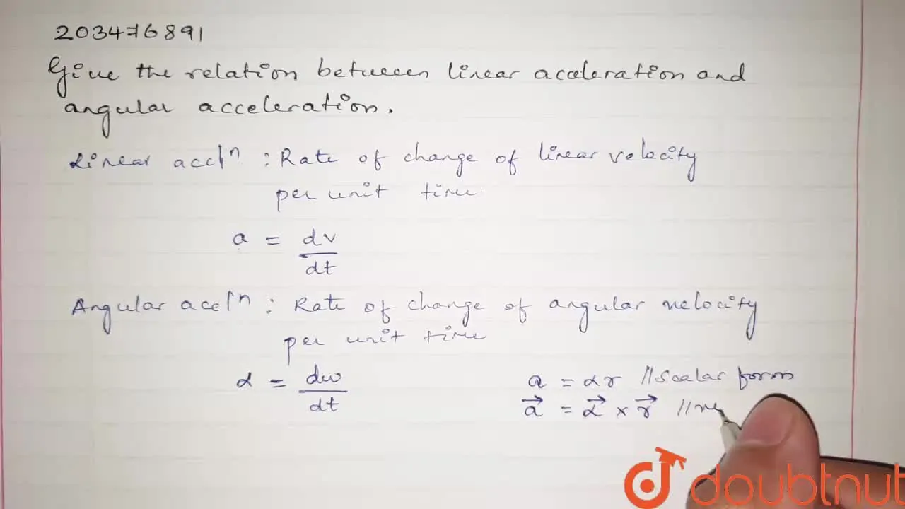 Give The Relation Between Linear Acceleration And Angular Acceleration