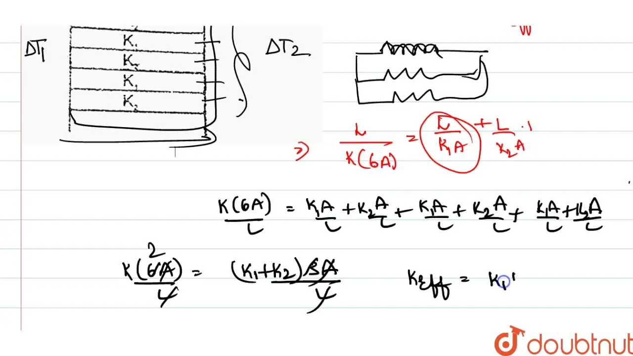 A wall consists of alternating blocks withlength 'd' and coefficient o