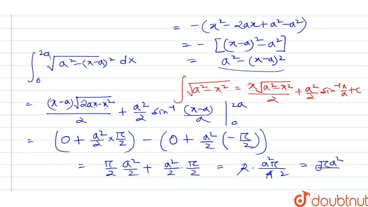 int0^(2a) sqrt{2ax-x^2}dx