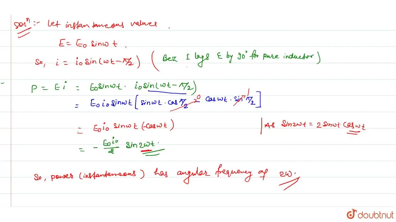 An alternating e.m.f. of angular frequency omega is applied across an