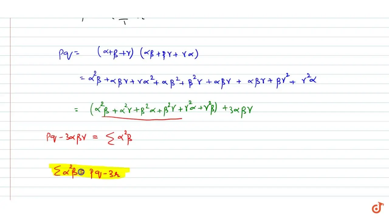 If alpha, beta, gamma are the roots of the equation x^3-px^2+qx-r=0 th