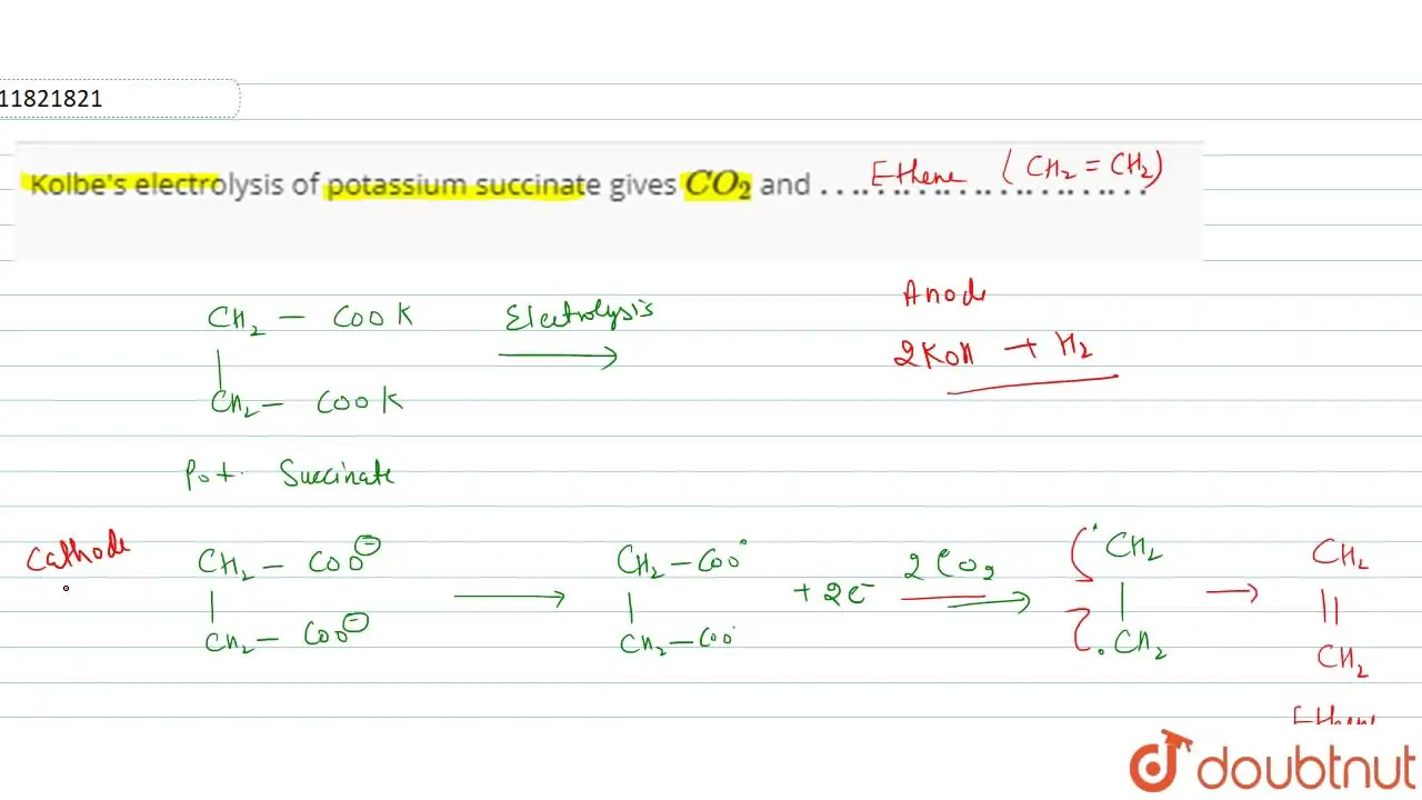 Kolbe's electrolysis of potassium succinate gives CO(2) and