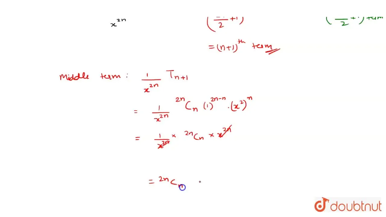 The Middle Term In The Expansion Of 1 1 x 2 n 1 x 2 n I