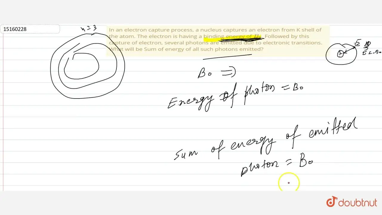 In an electron capture process, a nucleus captures an electron from K