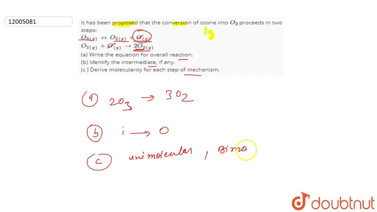 It has been proposed that the conversion of ozone into O(2) proceeds i