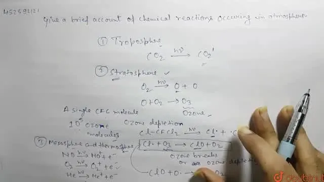 Give a brief account of chemical reactions occurring in atmosphere.