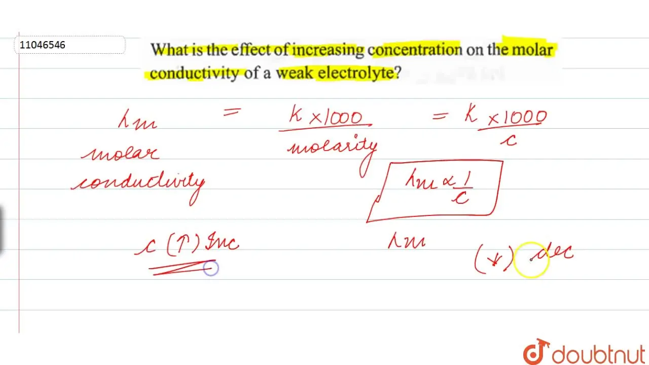 What is effect of increasing concentration on the molar conductivity o