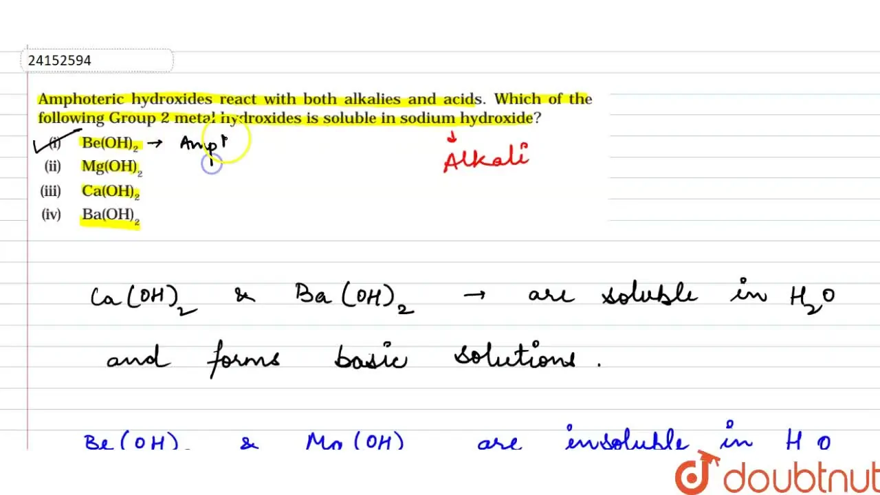 Amphoteric hydroxides react with both alkalies and acids. Which of the