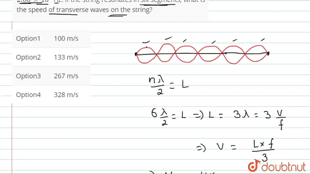 A 4.00-m long string, clamped at both ends, vibrates at 2.00 xx 10^2
