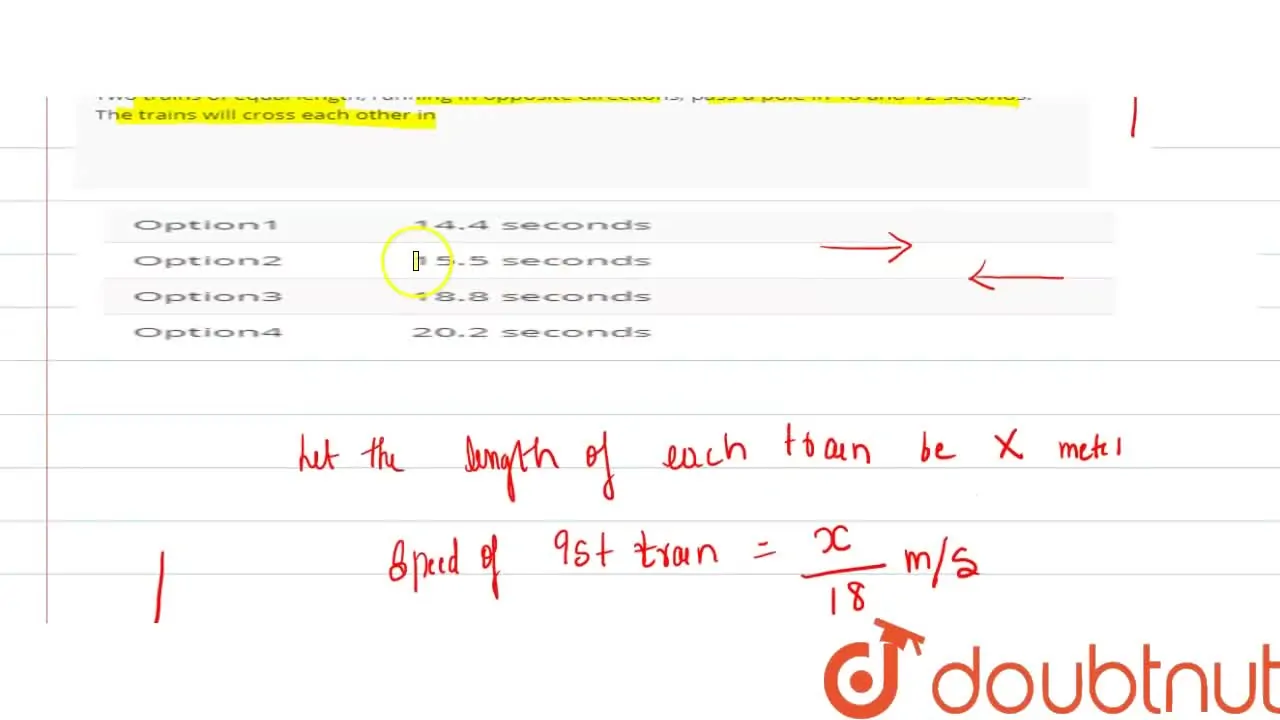 Two trains of equal length, running in opposite directions, pass a pol