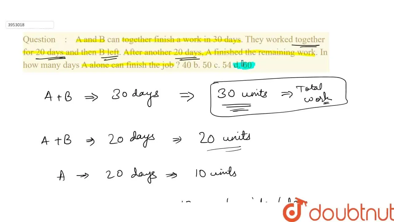 A and B can together finish a work in 30 days. They worked together