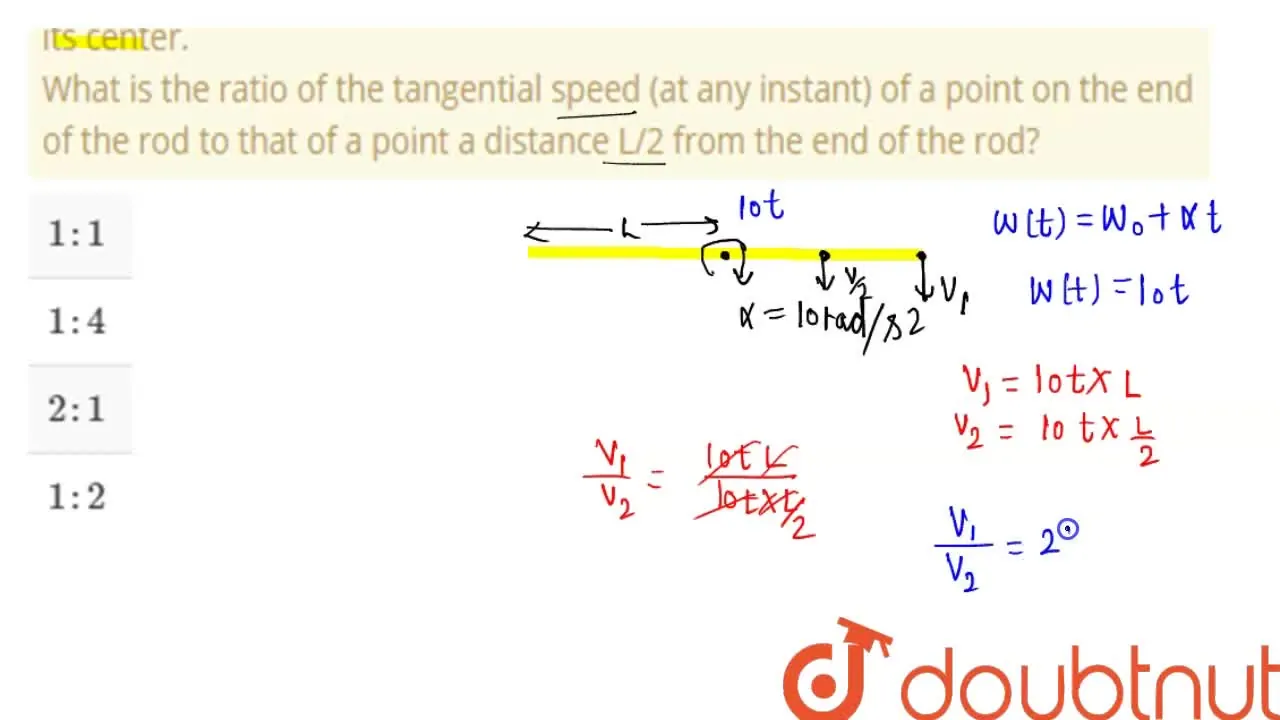 A long thin rod of length 2L rotates with a constant angular accelerat