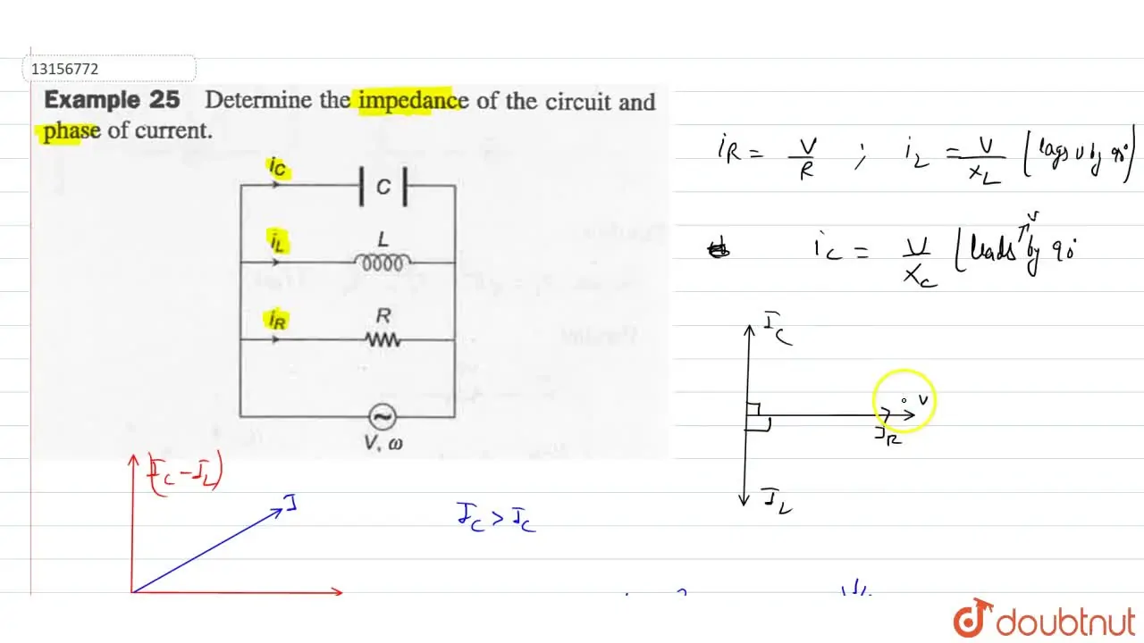 Determine the impedance of the circuit phase of current